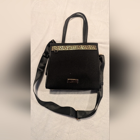 Versace Parfums | Bags | Versace Fragrances Black And Gold Shoulder Bag ...
